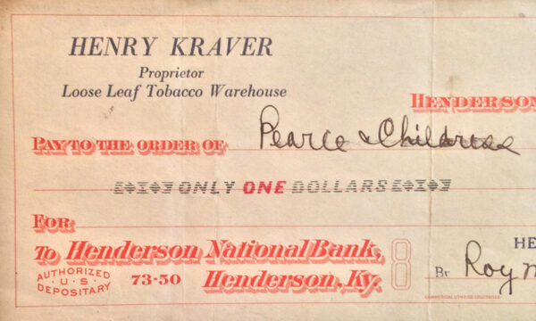 Loose Leaf Tobacco Warehouse-Receipt - Peerless Distilling Co.